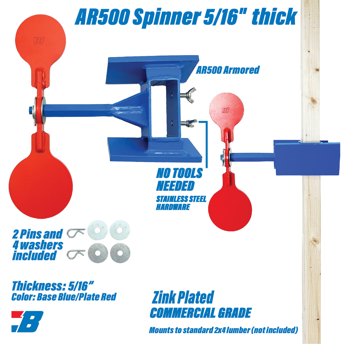 AR500 2x4 Target Stand Spinners - Full Kit & Paddles — BASH TARGET SUPPLY